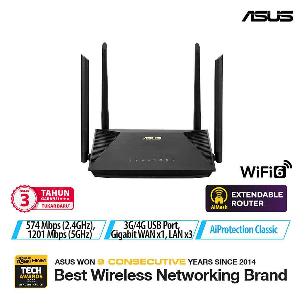Jual ASUS RT-AX53U (AX1800) Dual Band WiFi 6 Extendable Router ...