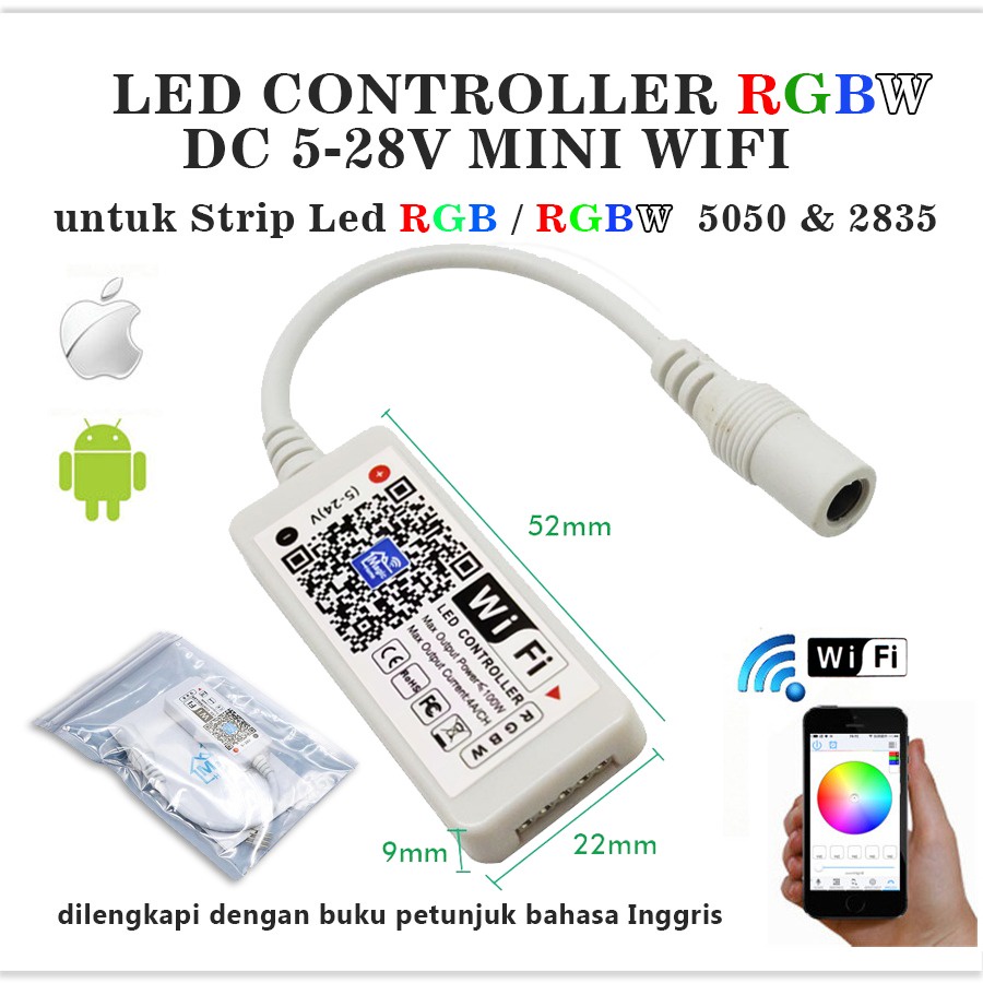 Jual LED Controller RGB RGBW MINI WIFI DC 5-28V Jack Adaptor | Shopee ...