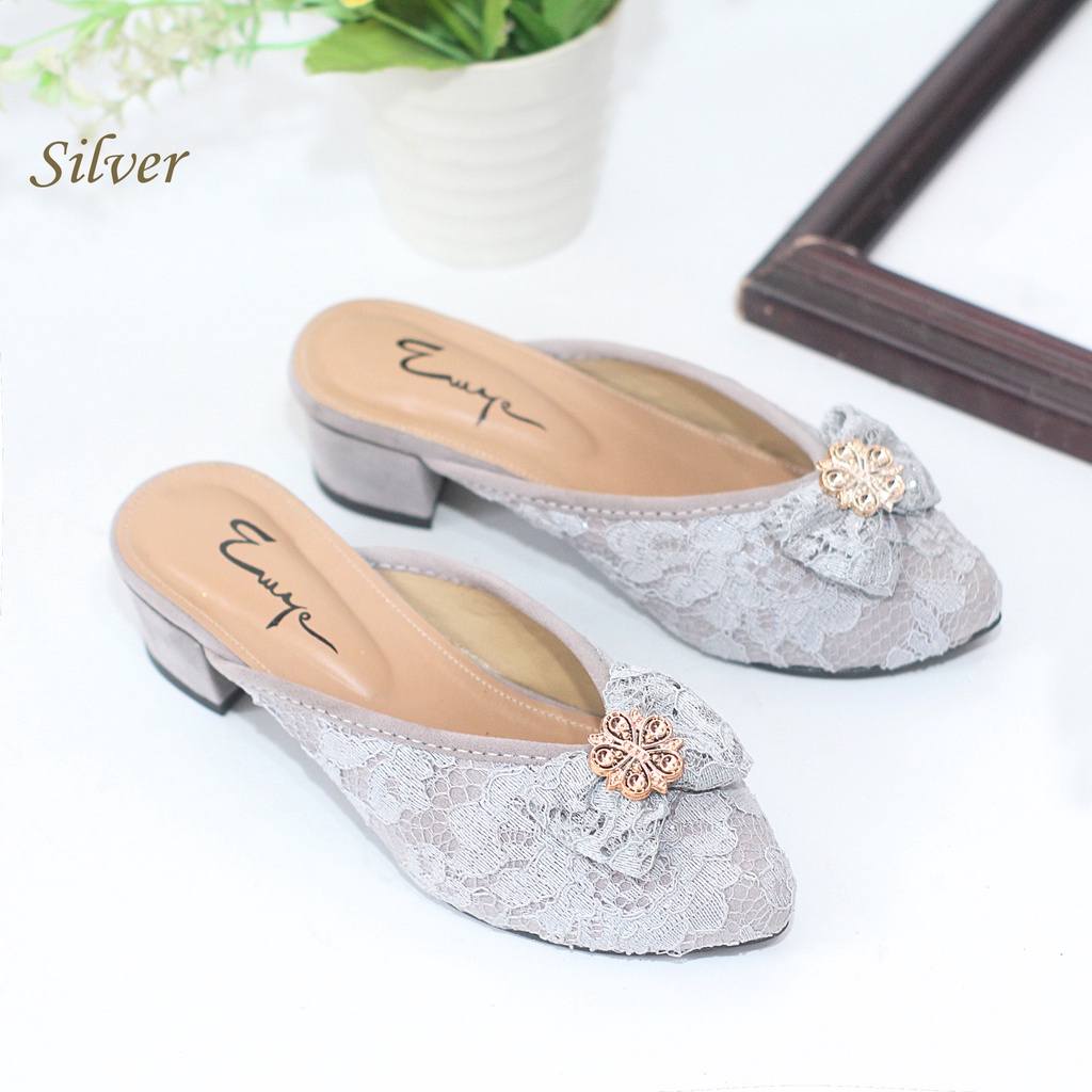 Jual Sandal Sepatu Lebaran Anak -Anak Brukat Pita Hak 3cm | Shopee ...