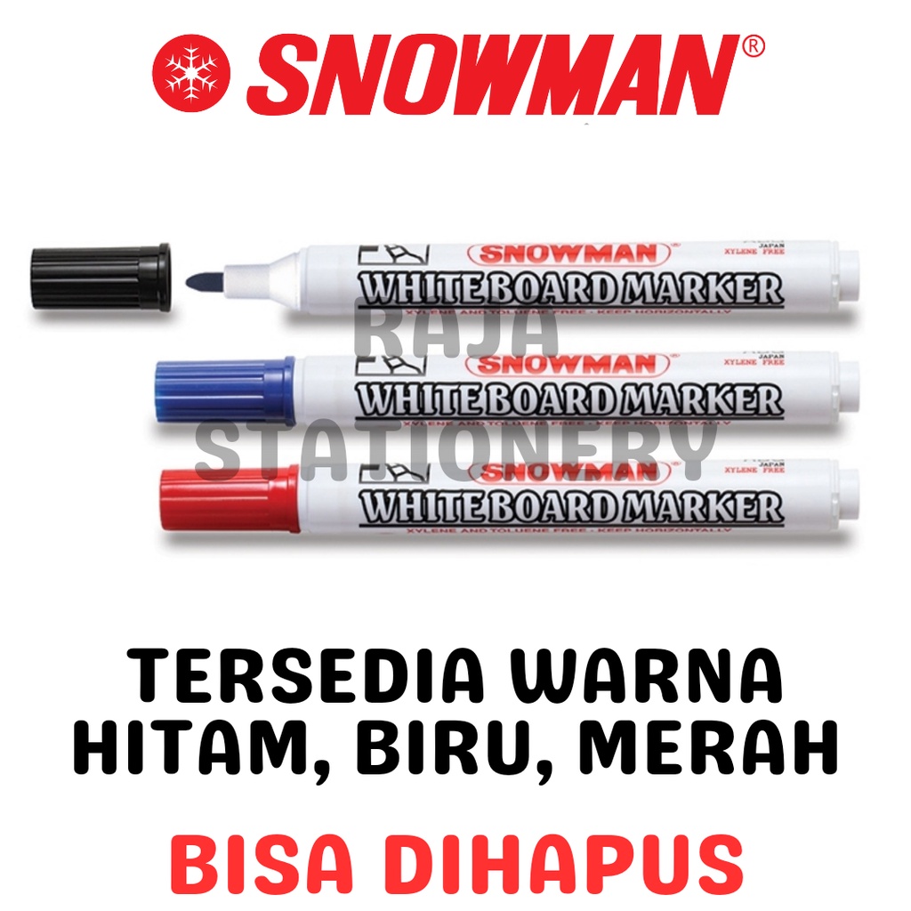 Jual Snowman Whiteboard Marker BG-12 Black Blue Red / Spidol Papan ...
