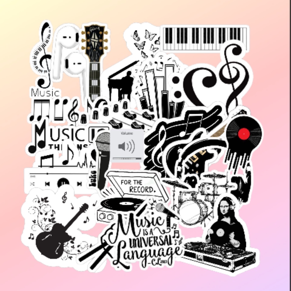 Jual (30 pcs) Stiker Musik | Cute lucu Sticker Journal Buku Lembar Pack ...
