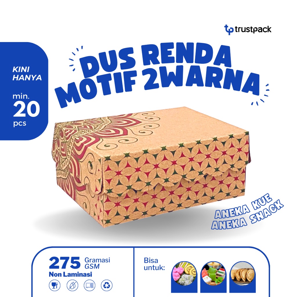 Jual Dus Snack Kraft Motif 13x10x6 Renda /dus molen / box bakery /dus ...