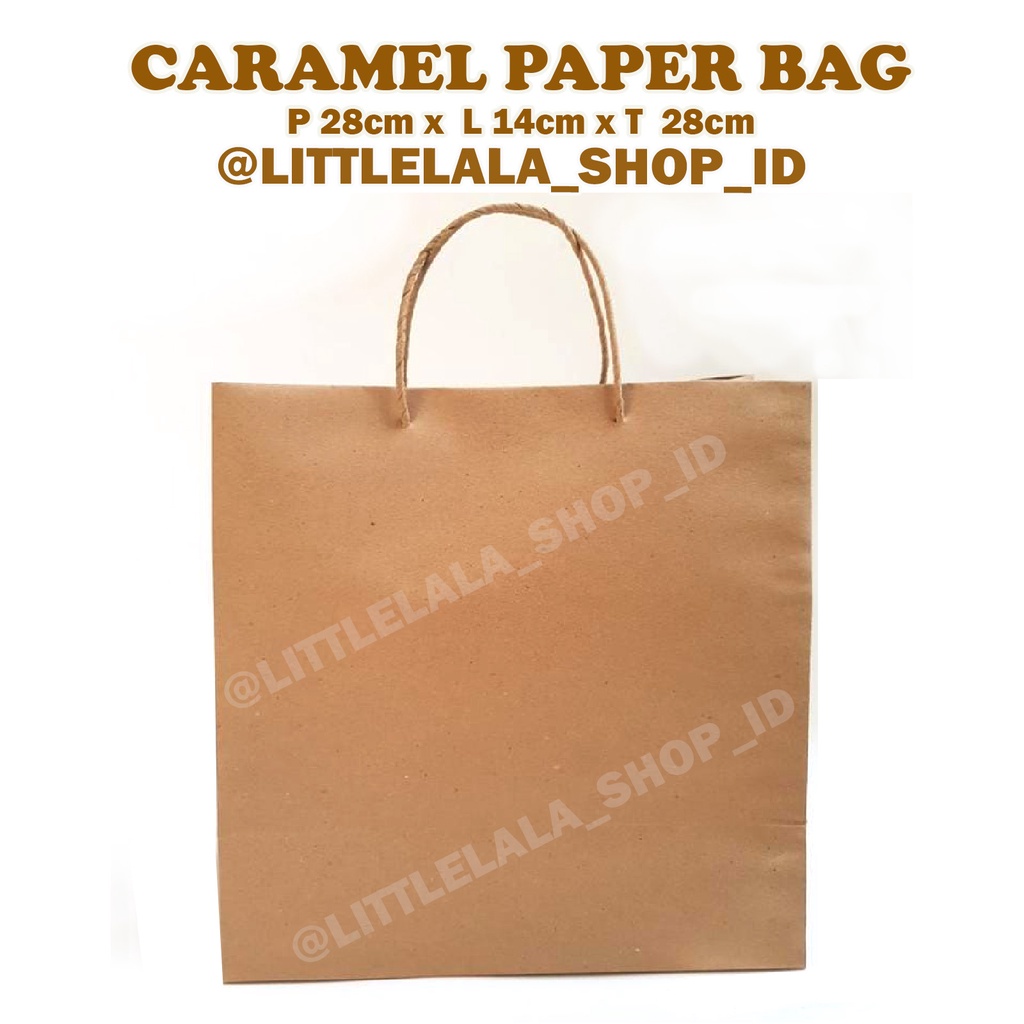Jual PAPER BAG CARAMEL 28cm x 28cm x 14cm/ PAPER BAG SUPER TEBAL DAN ...
