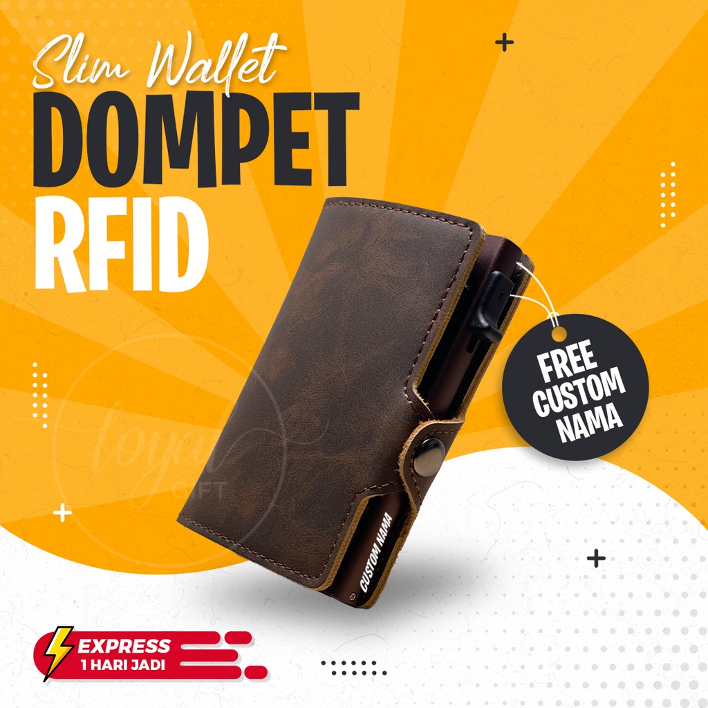 Jual Dompet Kartu RFID Kulit Asli Brown (Side) - GARANSI GANTI BARU ...