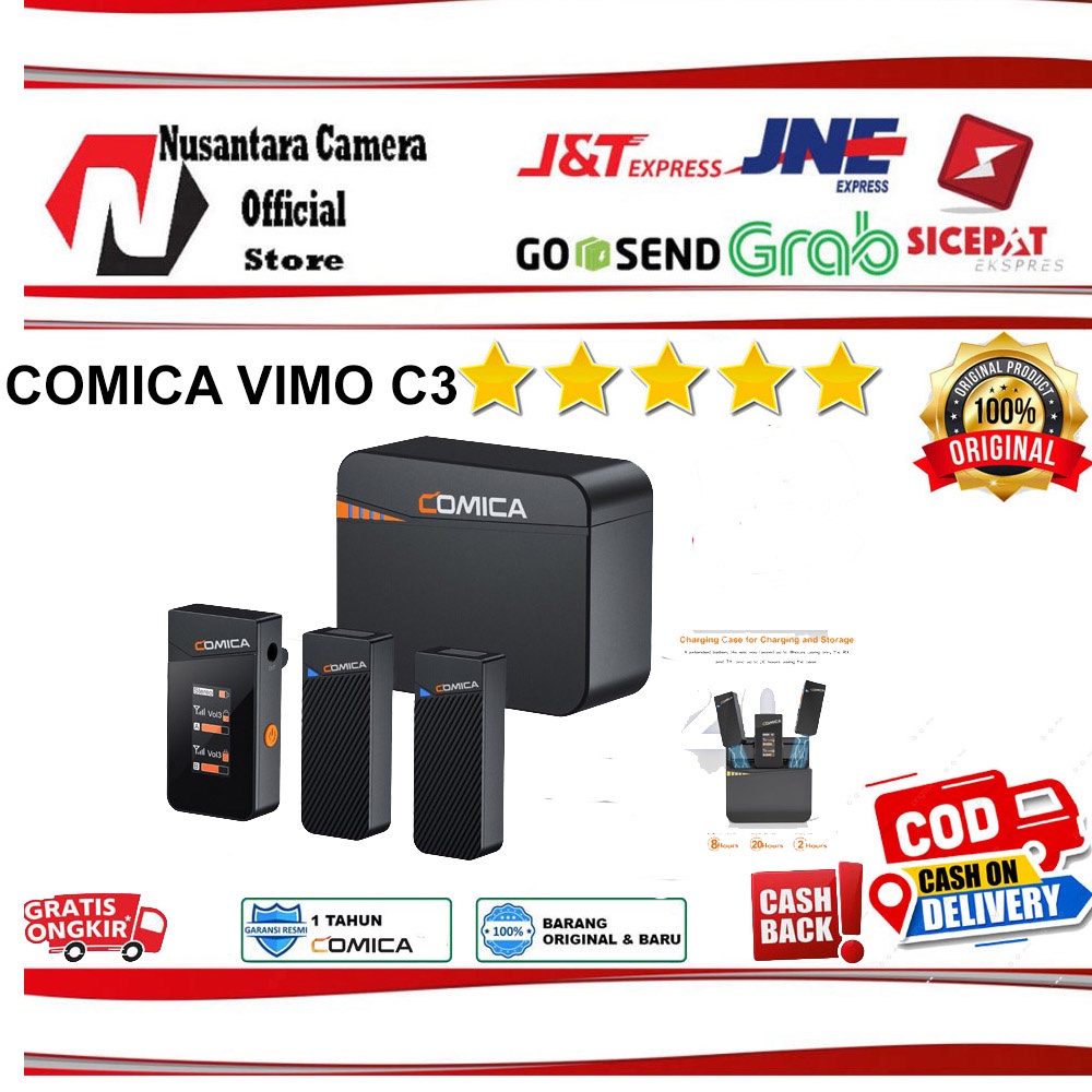 Jual COMICA VIMO C3 Dual Mini Wireless Microphone with Charging Case Resmi | Shopee Indonesia