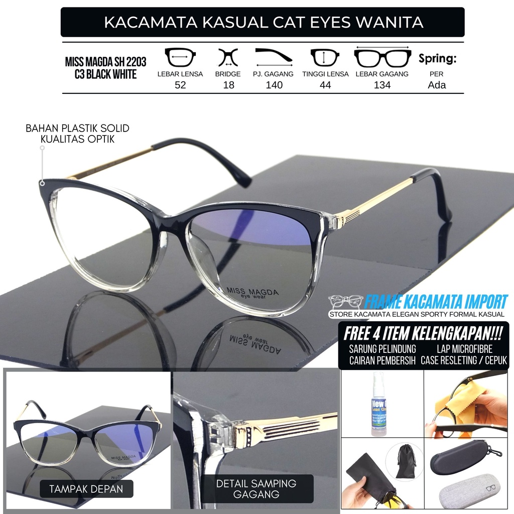 Jual Frame Kacamata Wanita Cat Eyes Lebar | Shopee Indonesia