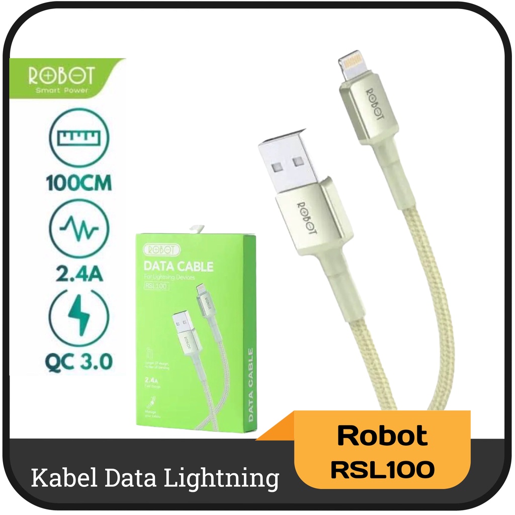Jual Kabel Data Lightning 2,4A Robot RSL100 100cm | Shopee Indonesia
