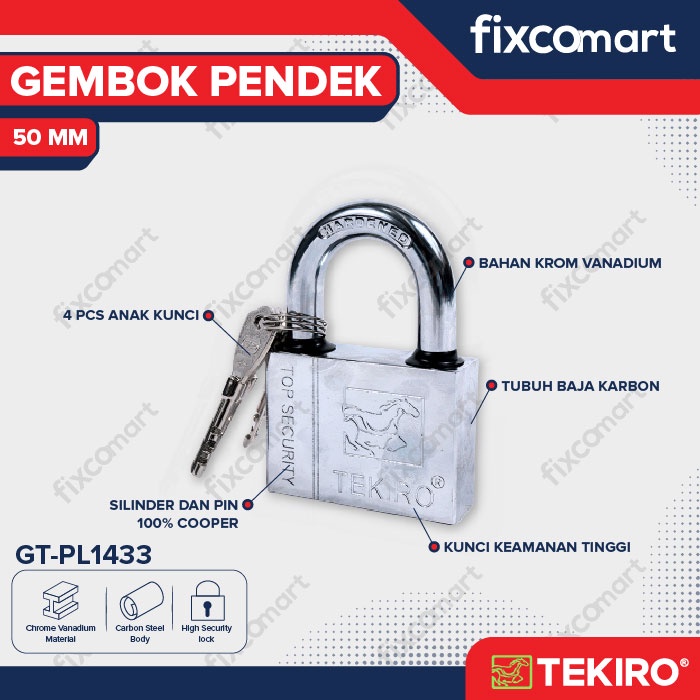 Jual Tekiro Gembok Leher Pendek 50 mm / Tekiro Gembok Pendek | Shopee ...