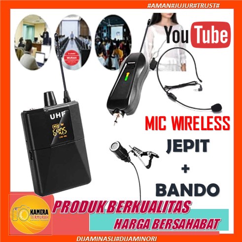 Jual Harga Promo.. Mikrofon Microphone Mic Clip On Wireless Headset UHF Microphone Mic ...