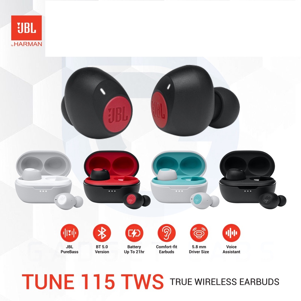 Jual JBL TUNE 115 TWS BLUETOOTH EARBUDS EARPHONE IN-EAR DIJAMIN ...