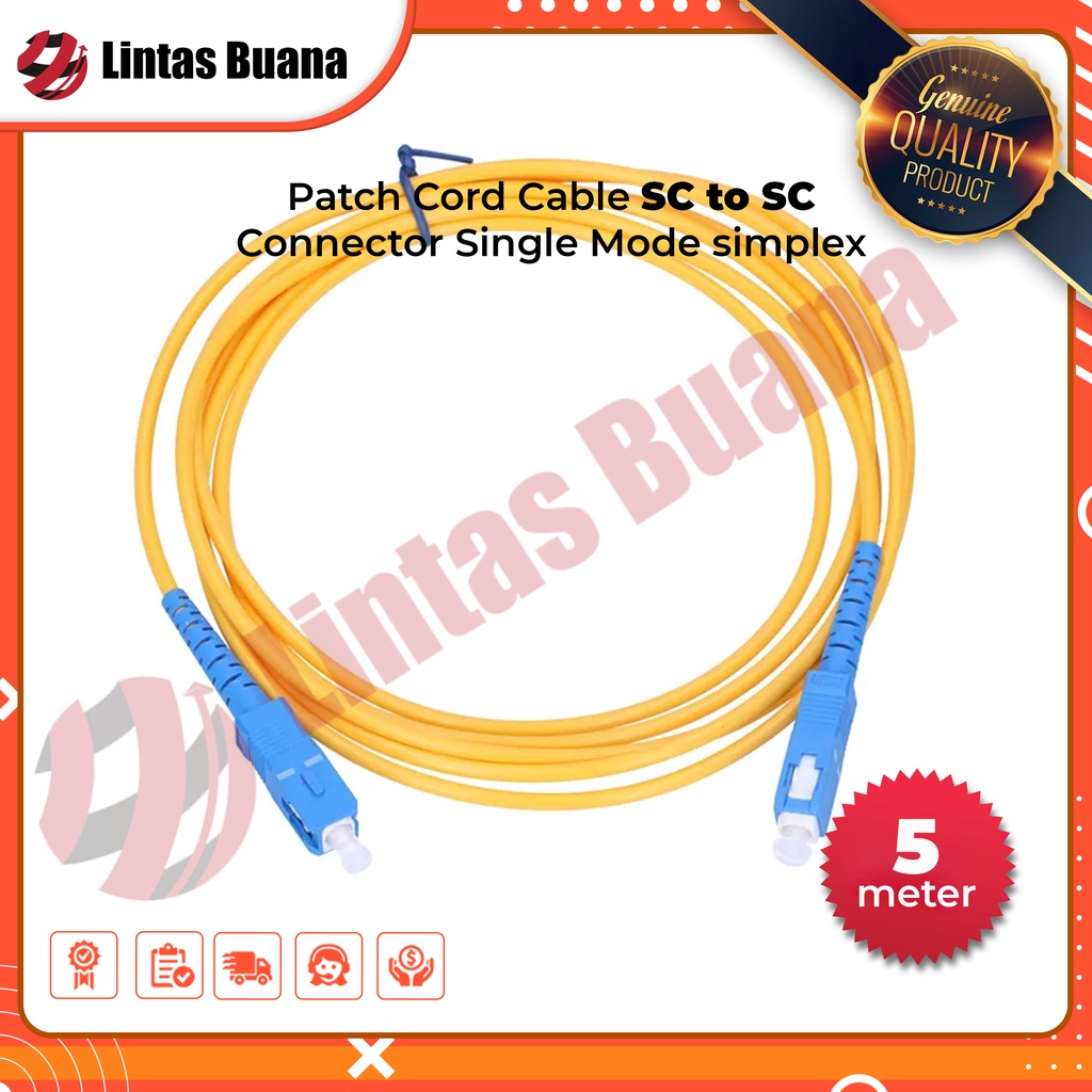 Jual Patch Cord Cable SC UPC to SC UPC 5 Meter Connector Single Mode ...