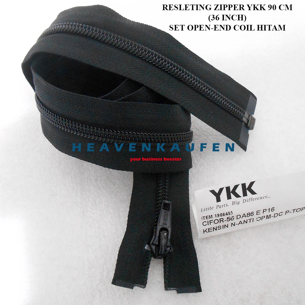 Jual Resleting Zipper YKK 90 cm Atau 36 inch Type Gigi Halus Coil Warna Hitam Set Open End Buka ...