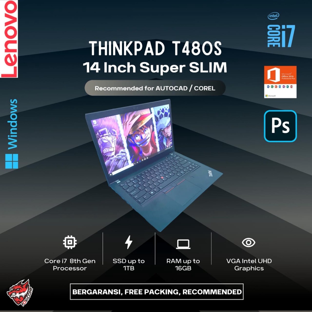 Jual Lenovo Thinkpad T480s Core i7 Gen 8 Super Slim RAM 16GB SSD 512GB ...