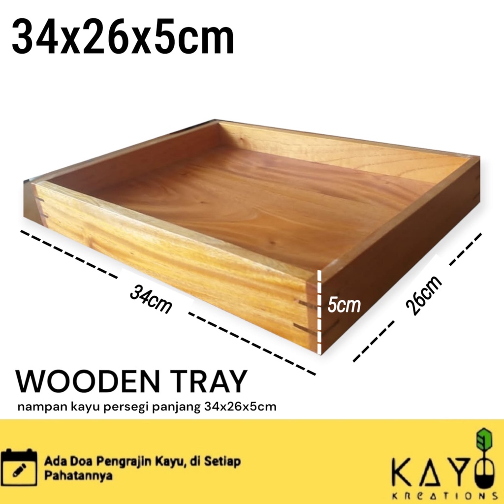 Jual Wooden Tray Persegi Panjang Tanpa Gagang Premium Nampan Tray ...