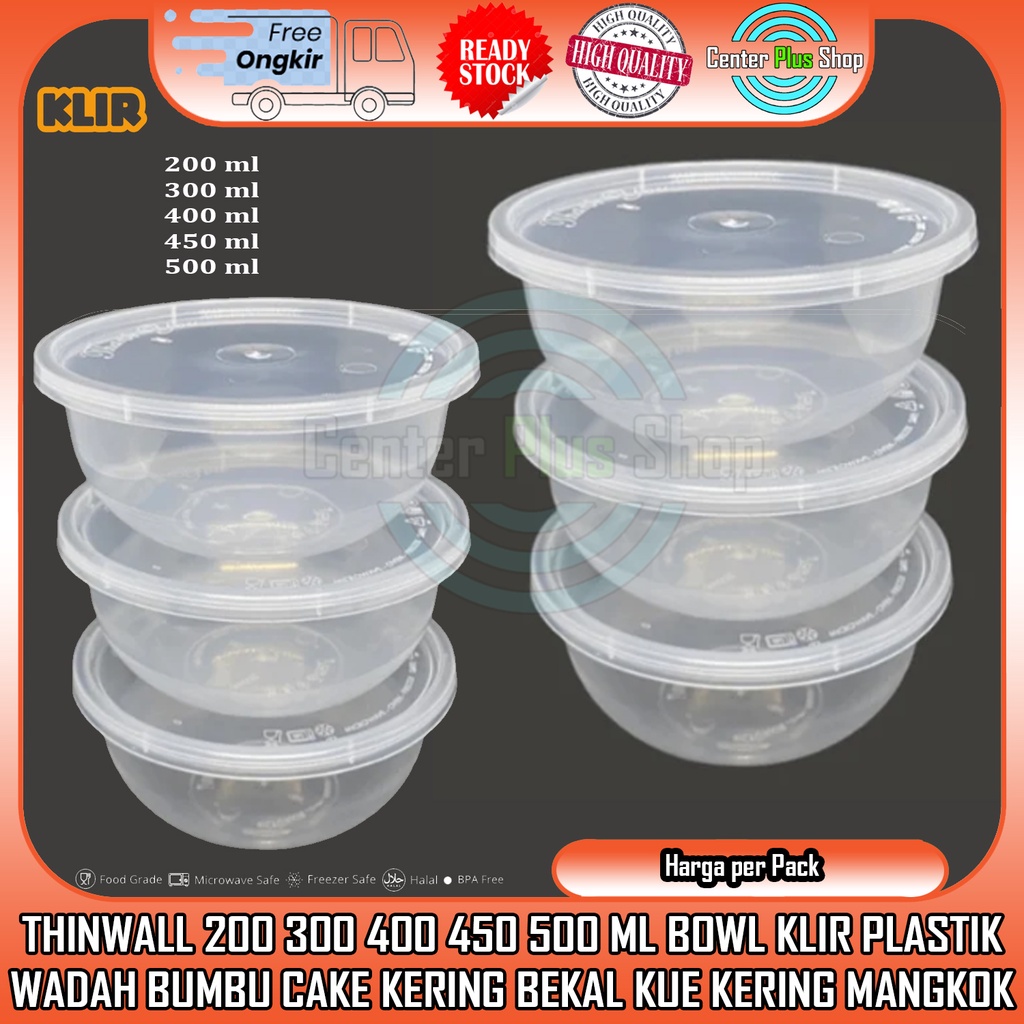Jual Thinwall Bowl Klir 200 Ml 300 Ml 400 Ml 450 Ml 500 Ml Mili Mangkok Bulat Plastik ...