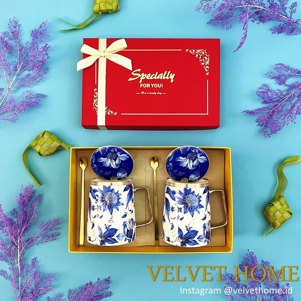 Jual DANDELION DOUBLE MUG SET GELAS BIRU HAMPERS LEBARAN KADO NATAL ...