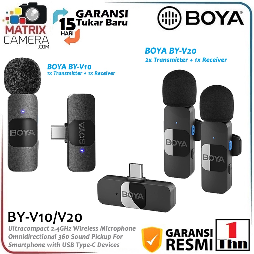 Jual Boya BY-V10/V20 Ultracompact 2.4Ghz Wireless Microphone for Smartphone | Shopee Indonesia