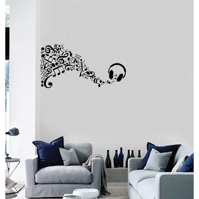 Jual Sticker Headphone Musik Kaca DInding Kantor Rumah Studio Stiker ...