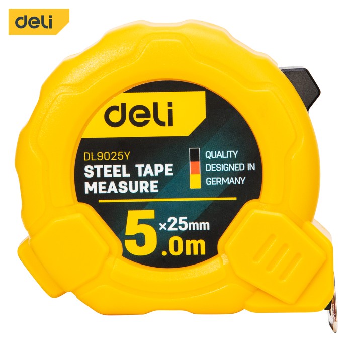 Jual Deli Meteran Tukang 5 M / Measuring Tape CM / M / Feet EDL9025Y ...