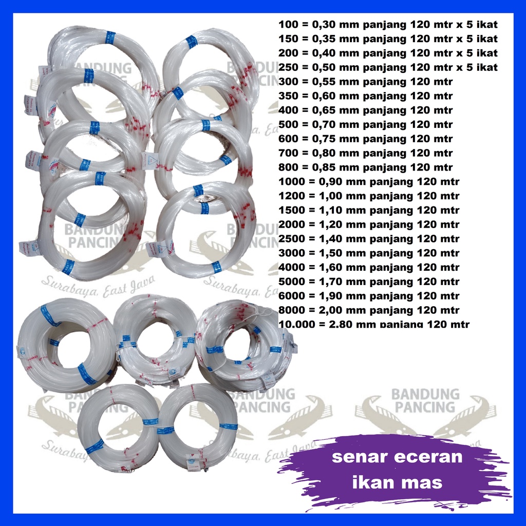 Jual Tali senar eceran / senar pancing putih nelayan & Accesoris ...
