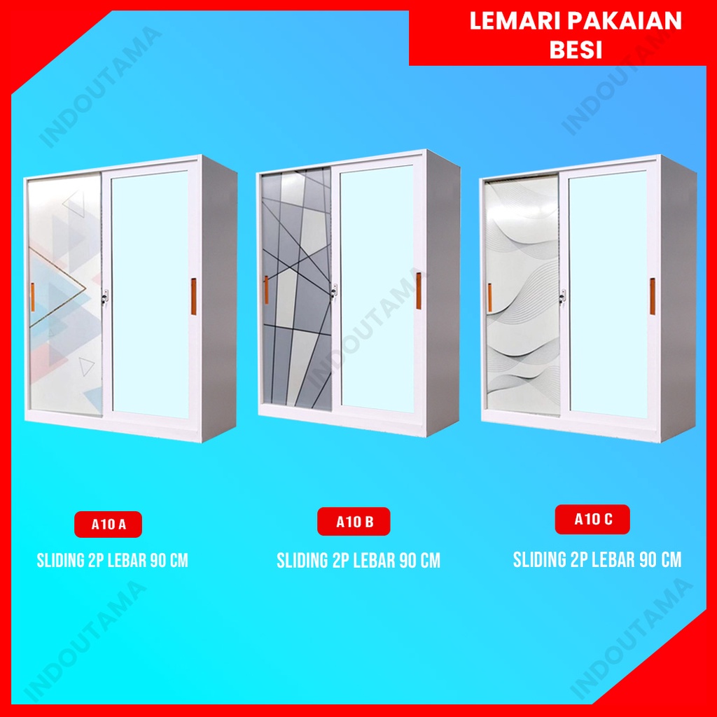 Jual Lemari Baju Besi - Lemari Pakaian Besi Sliding LB10 A B C | Shopee Indonesia