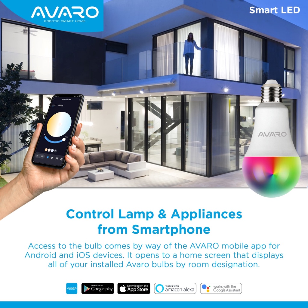 Jual Avaro Lampu Smart LED Bluetooth WIFI 9W 10W 12W Smart Bulb (RGB + WW) | Shopee Indonesia