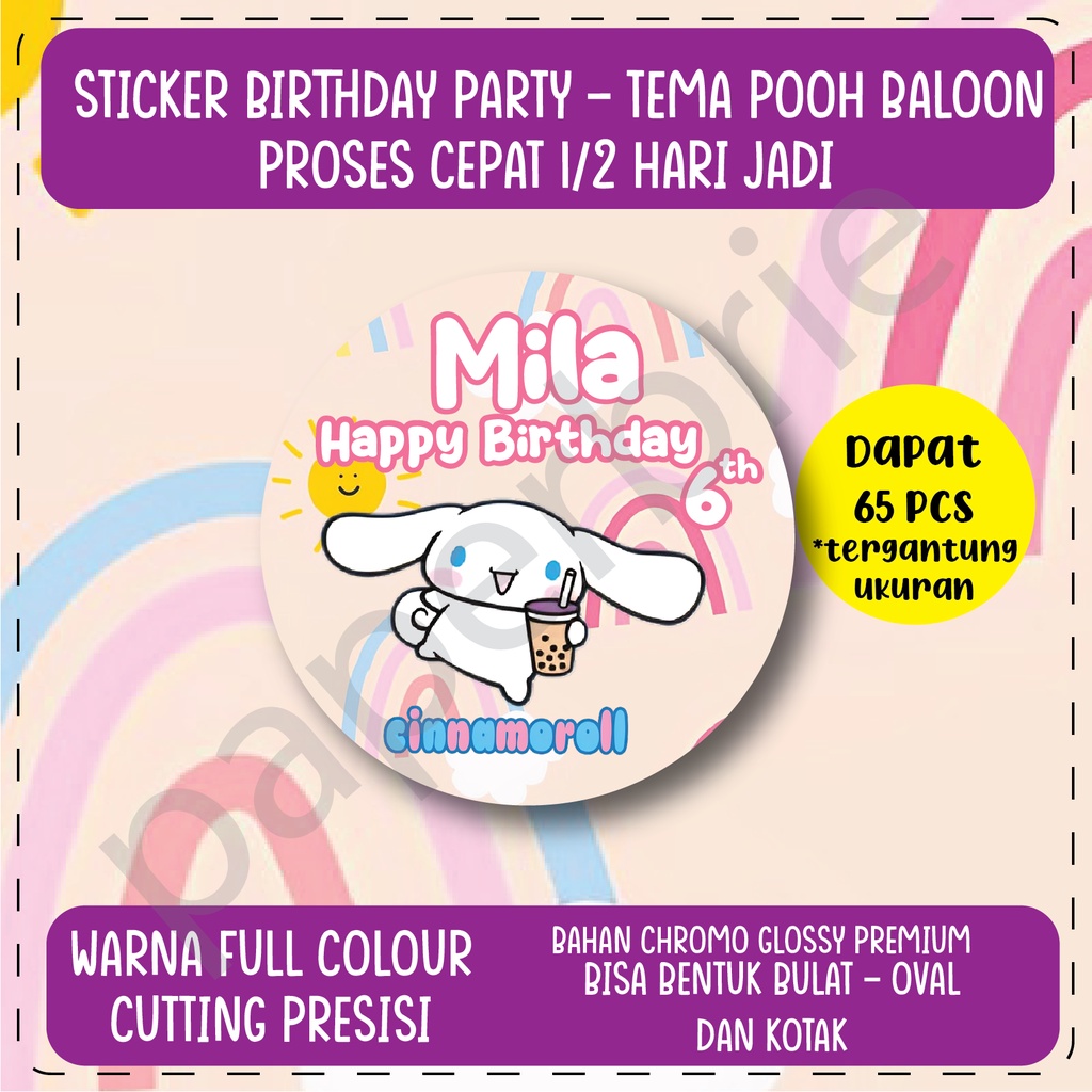 Jual label stiker Cinnamoroll Rainbow Ulang Tahun Anak - sticker ...
