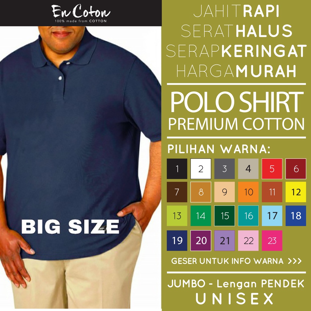 Jual KAOS Kerah Jumbo / Kaos POLO Shirt PREMIUM / Kaos BIGSIZE / Kaos Oversize | Shopee Indonesia