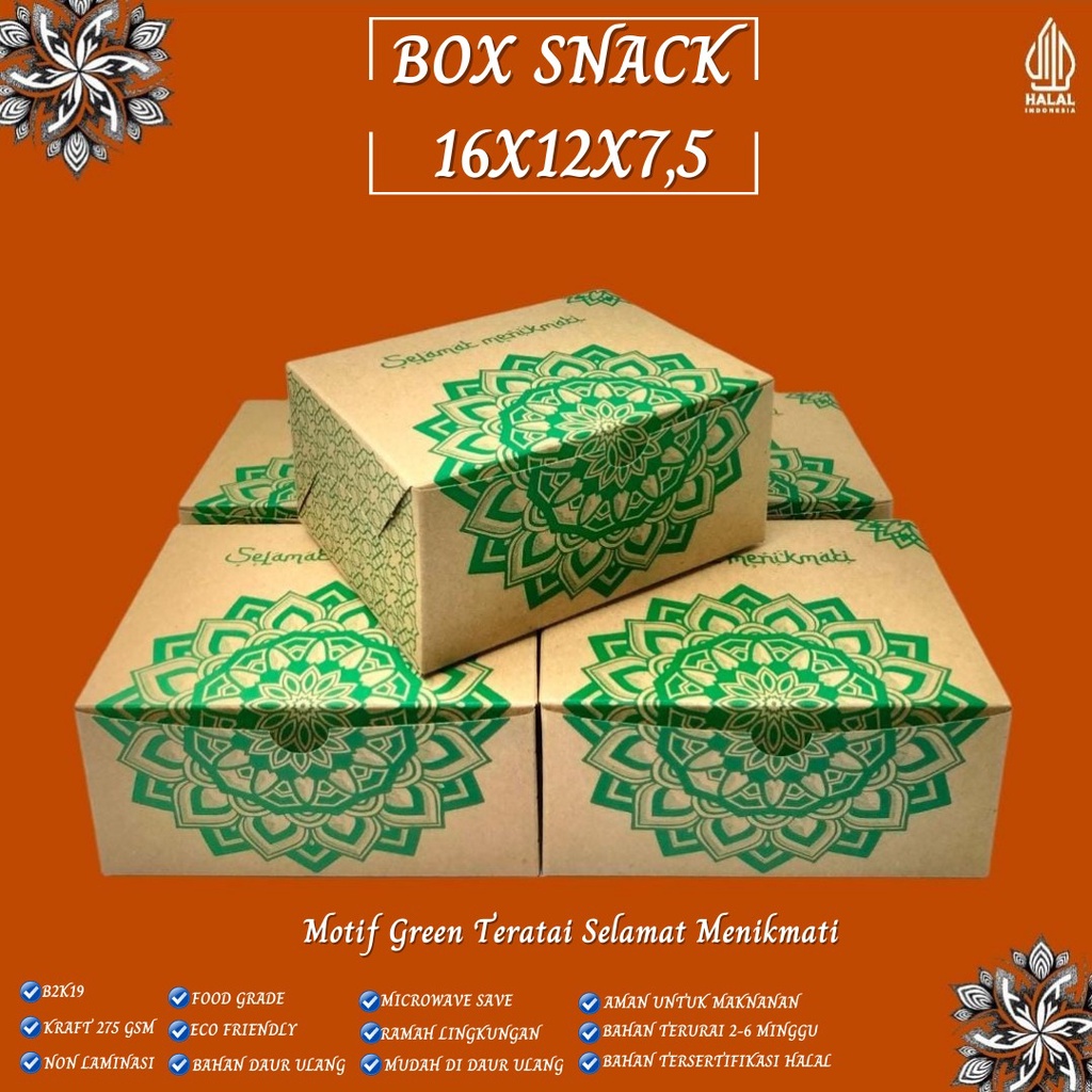 Jual Dus Snack 16x12 Box Snack B2K19 Motif Teratai (16X12X7.5 Cm ...