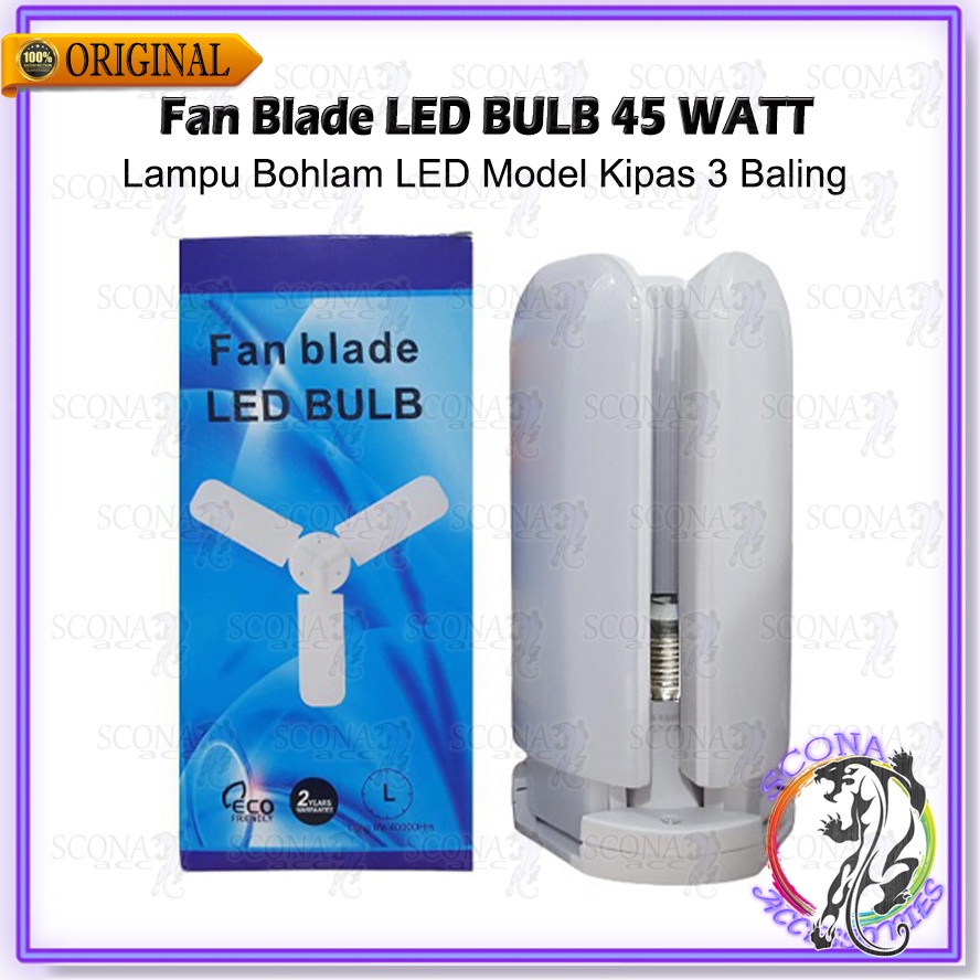 Jual Lampu Led Model Kipas 3 Baling Fan Blade Led Blulb 45Watt | Shopee ...