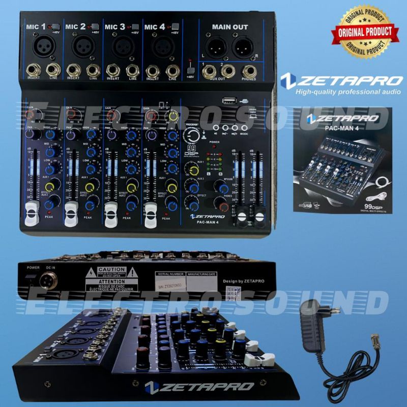Jual MIXER AUDIO ZETAPRO PACMAN 4 / Mixer Zetapro Original BLUETOOTH | Shopee Indonesia