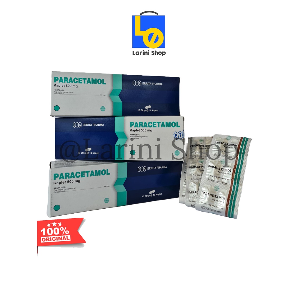 Jual PARACETAMOL 500 MG (BOX) KAPLET ERITTA | Shopee Indonesia