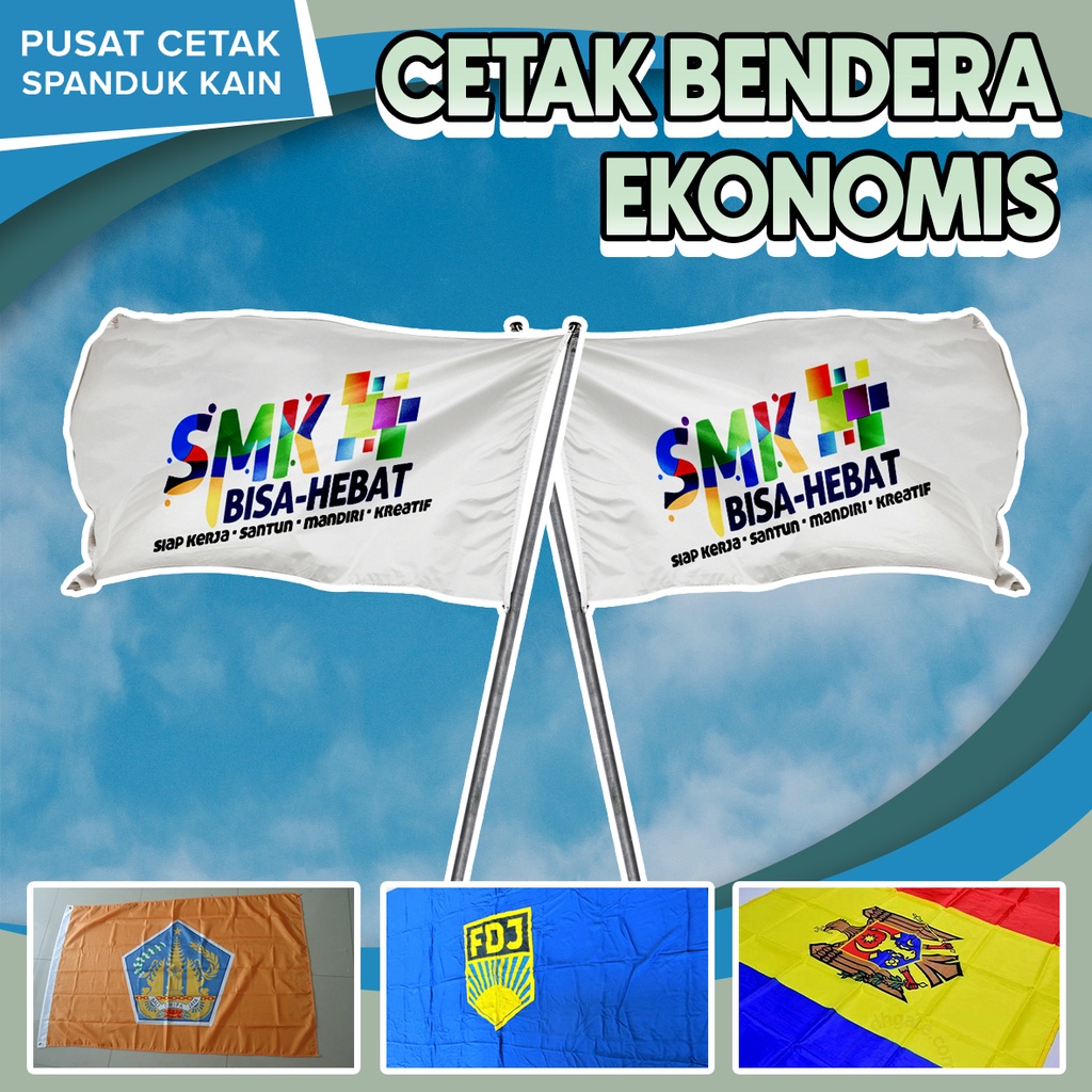 Jual [TERMURAH] CETAK BENDERA KAIN EKONOMIS KOMUNITAS SEKOLAH NEGARA ...