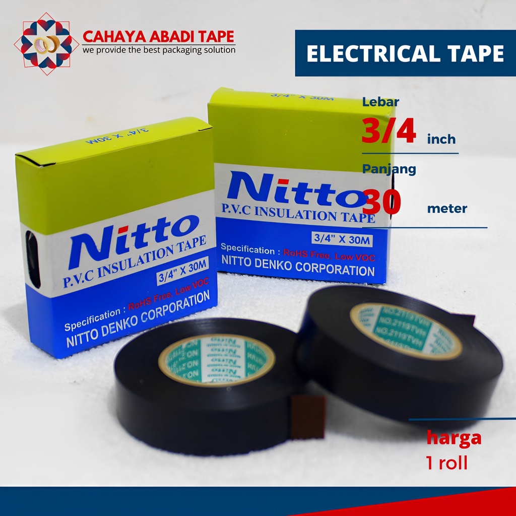 Jual Electrical PVC/ISOLASI LISTRIK NITTO , NASIONAL , PROTAPE PER PCS ...