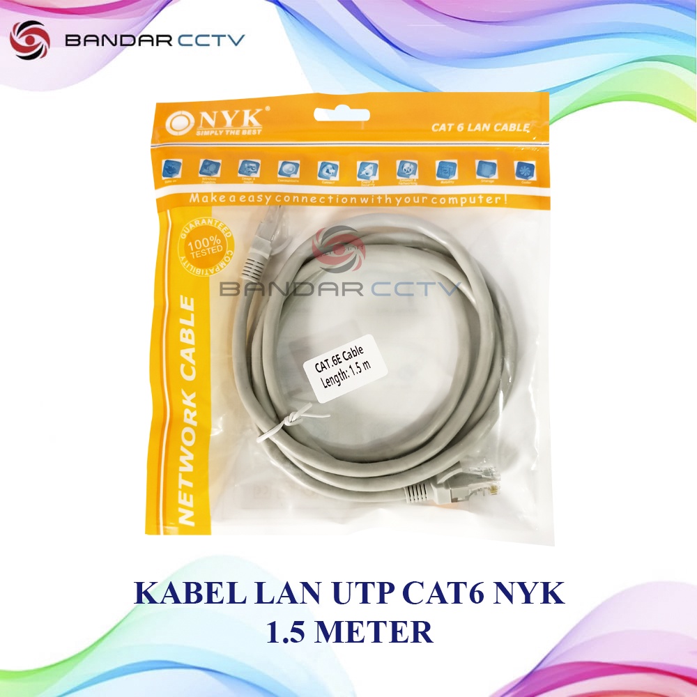 Jual KABEL LAN UTP CAT6 NYK RJ45 1,5 METER KABEL KOMPUTER ETHERNET | Shopee Indonesia