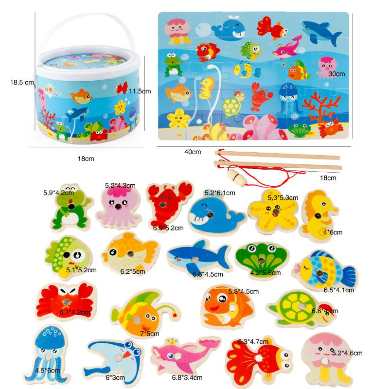Jual Mainan Edukasi Anak Pancing Ikan Kayu Box Bulat | Shopee Indonesia