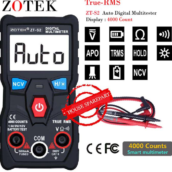 Jual Zotek Zt-S2 4000 Count Digital Multimeter True Rms Multimetro Ac ...