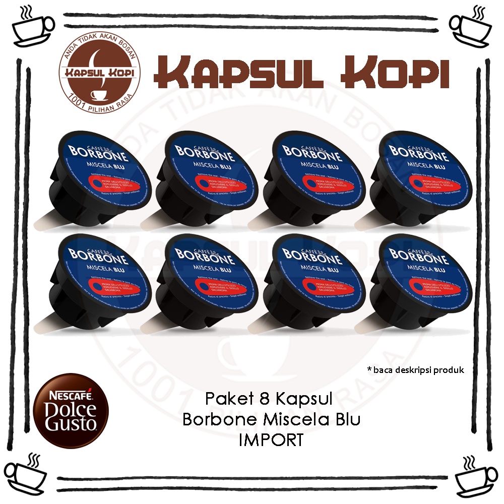 Jual Paket 8 Kapsul Kopi Borbone Blu Blue Blend Nescafe Dolce Gusto ...