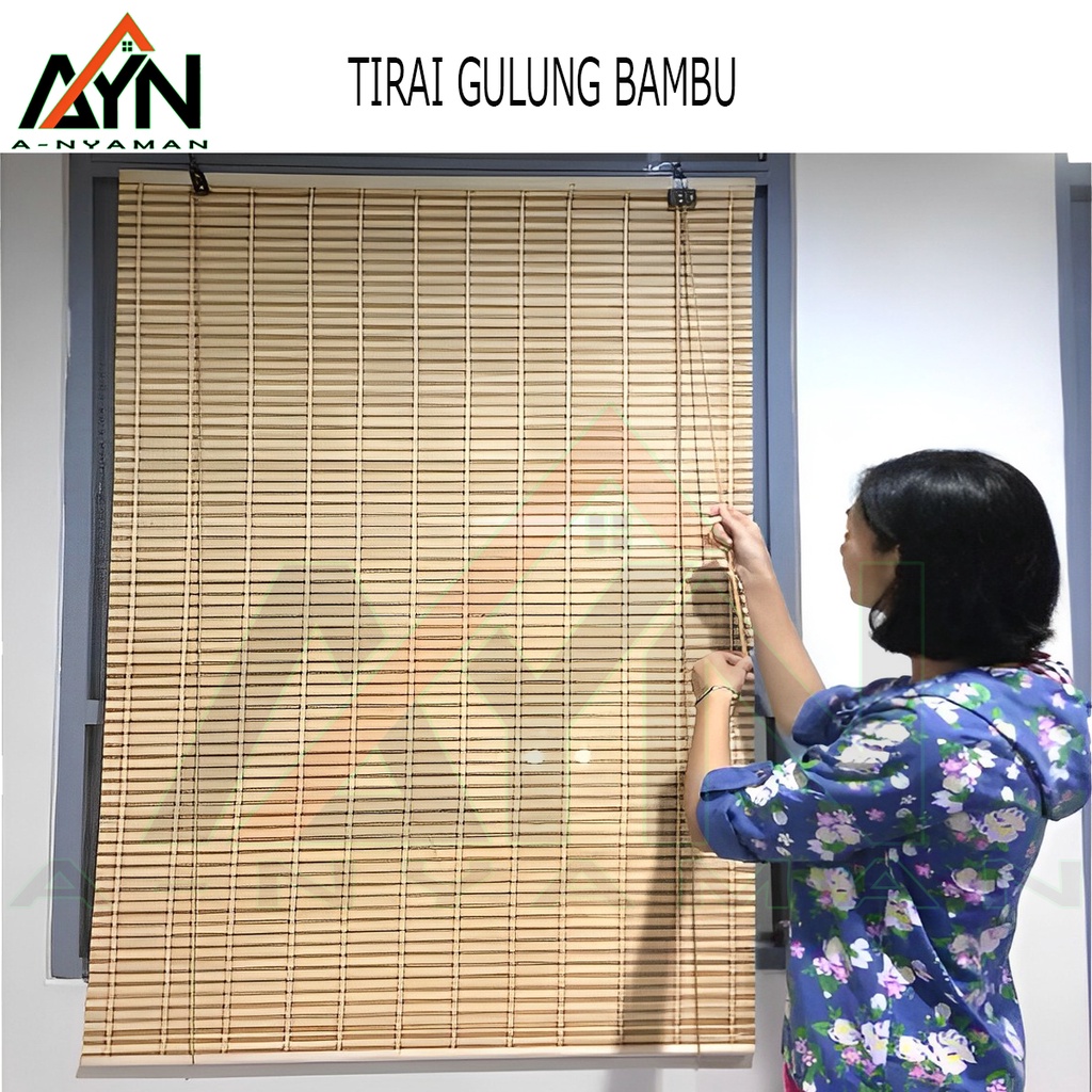 Jual Tirai Bambu krey sawit Outdoor Indor ukuran jendela kaca 70x200cm Anti Air dan Tahan Panas ...