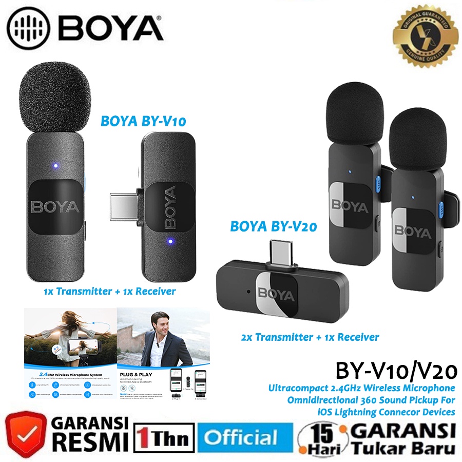 Jual Boya BY-V10/V20 Ultracompact 2.4Ghz Wireless Microphone for Smartphone | Shopee Indonesia