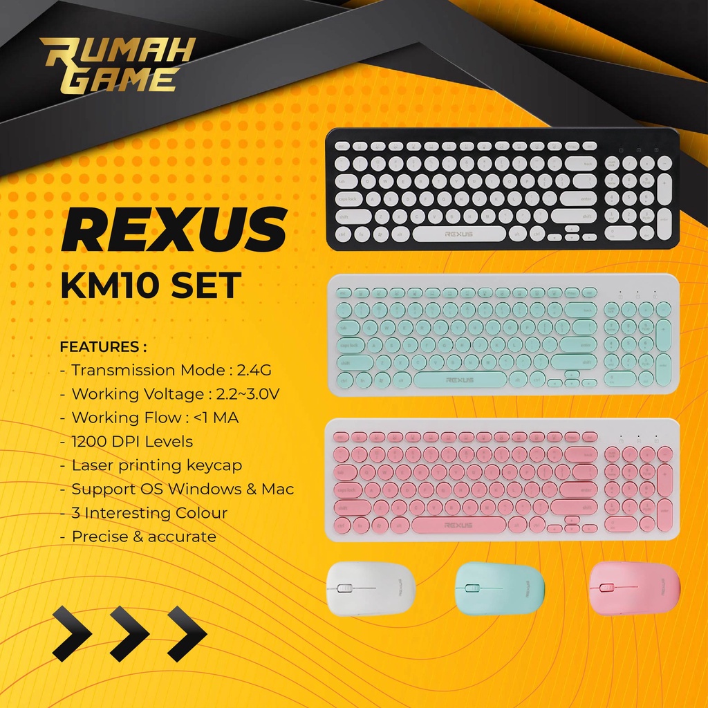 Jual Rexus KM10 / KM 10 Keyboard Mouse WIreless Combo | Shopee Indonesia