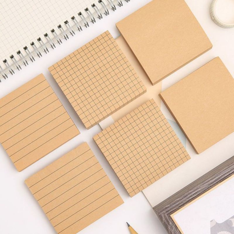 Jual 80Lembar SIMPLE Memo Sticky Notes Plain Paper Brown Coklat Rustic ...