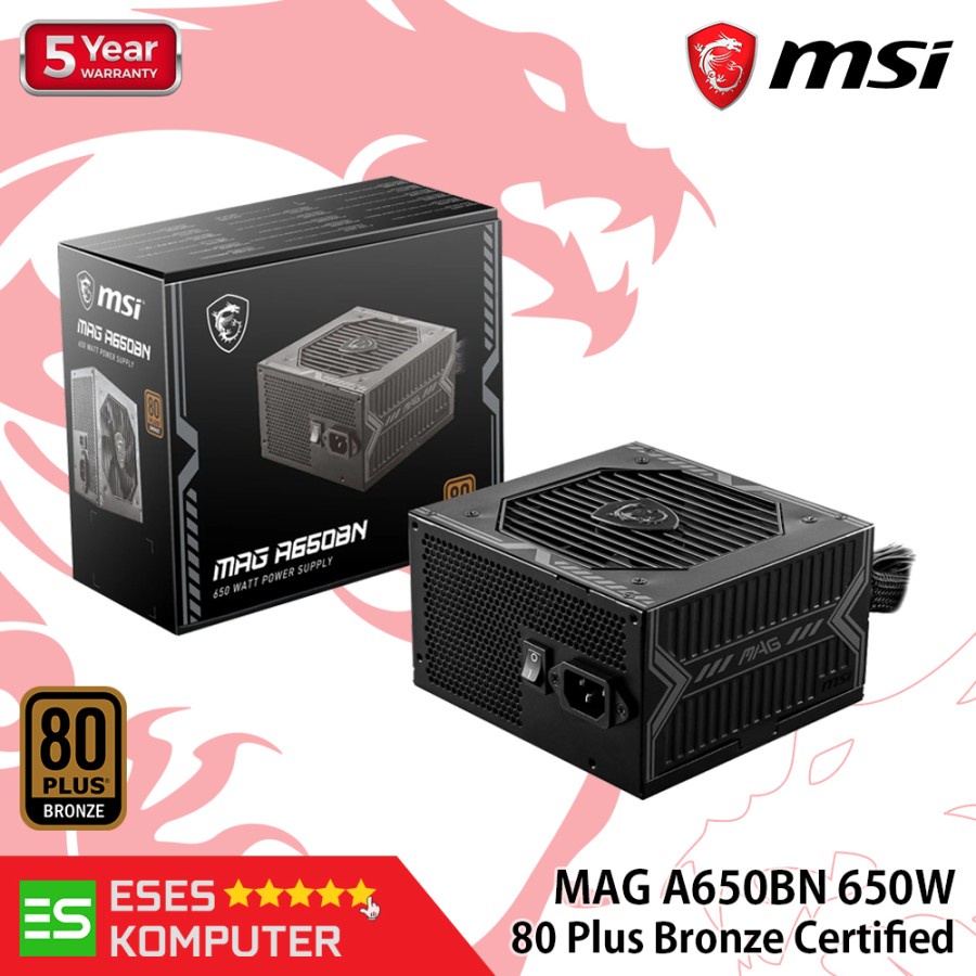 Jual PSU MSI MAG A650BN 650W 80 Plus Bronze | All Black Cables | Shopee ...