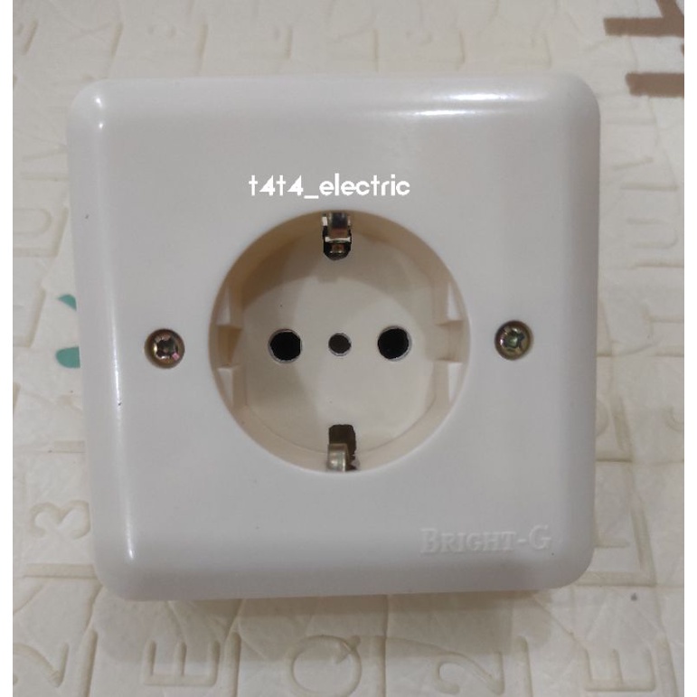 Jual STOP KONTAK TANAM TEMBOK MERK BRIGHT G ( WARNA CREAM ) SNI ...