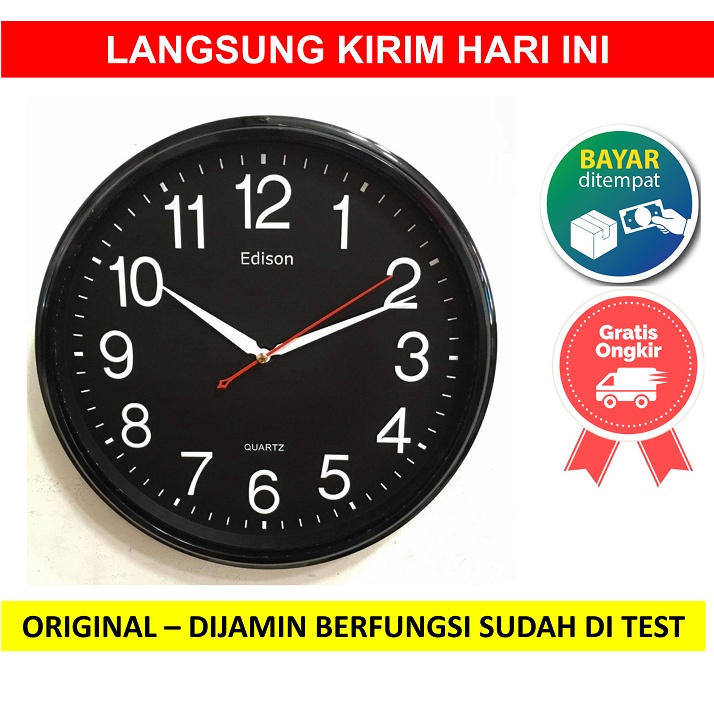 Jual JAM DINDING POLOS ANALOG 28CM RUMAH 28 CM HITAM MINIMALIS | Shopee ...