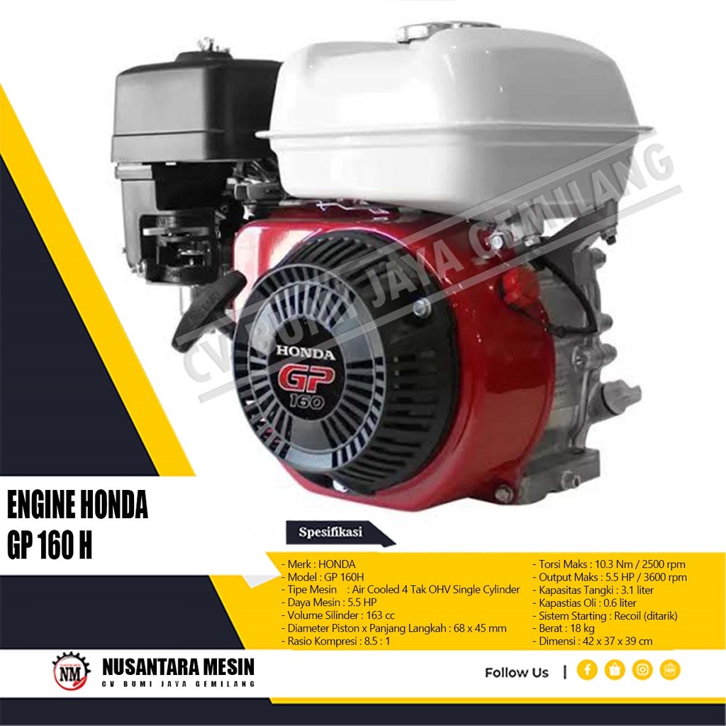 Jual MESIN PENGGERAK SERBAGUNA / ENGINE HONDA GP 160H | Shopee Indonesia