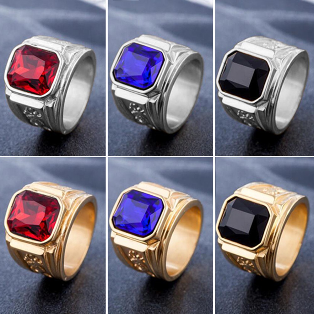 Jual Cincin Batu Pria Safir Biru Ruby Merah Men Ring Batu Hitam ...