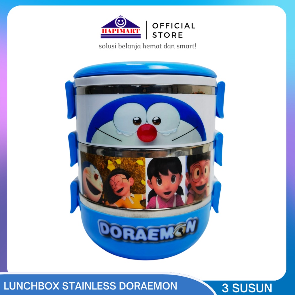 Jual Lunch Box Rantang 3 Susun Doraemon Kotak Bekal Makan Import Food ...