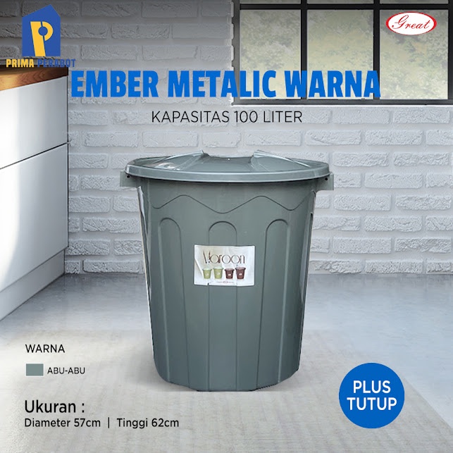 Jual Ember Tong Metalik 100 Liter Ember Tutup | Shopee Indonesia