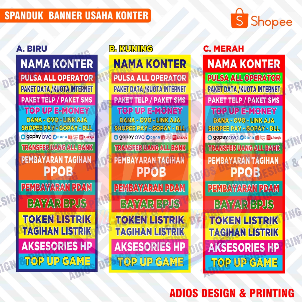 Jual SPANDUK KONTER PULSA ( BANNER USAHA PULSA ) | Shopee Indonesia